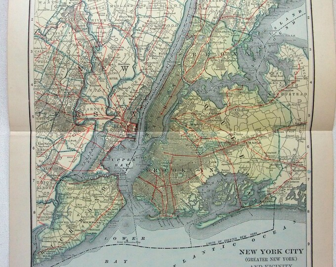 Original 1907 Dated Street & Railroad Map of Greater New York City by ...