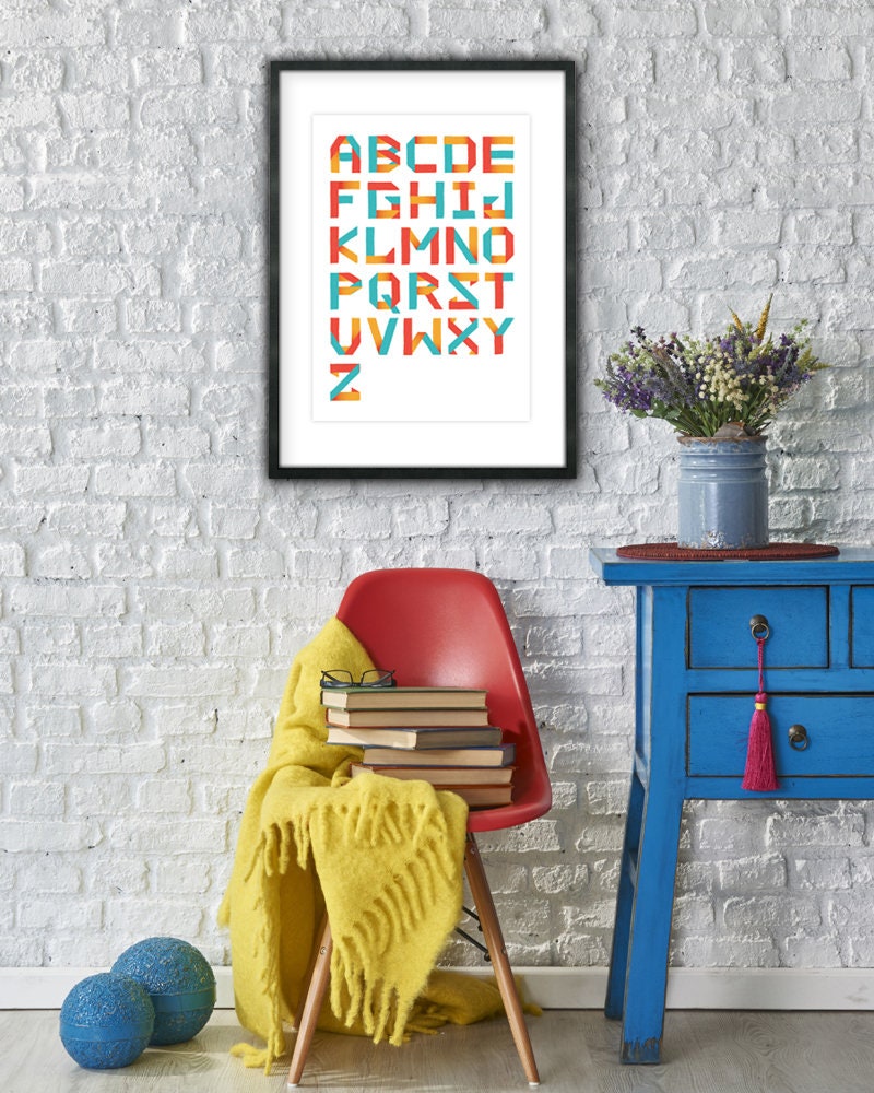Alphabet / Wall Art, Alphabet Print, Alphabet Picture, Nursery Wall Art ...