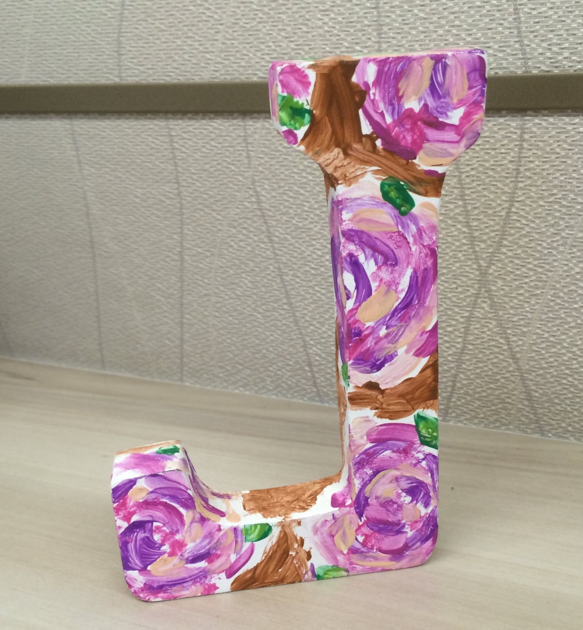 Floral Custom Made Hand painted 4.25 Wooden Letter | Etsy