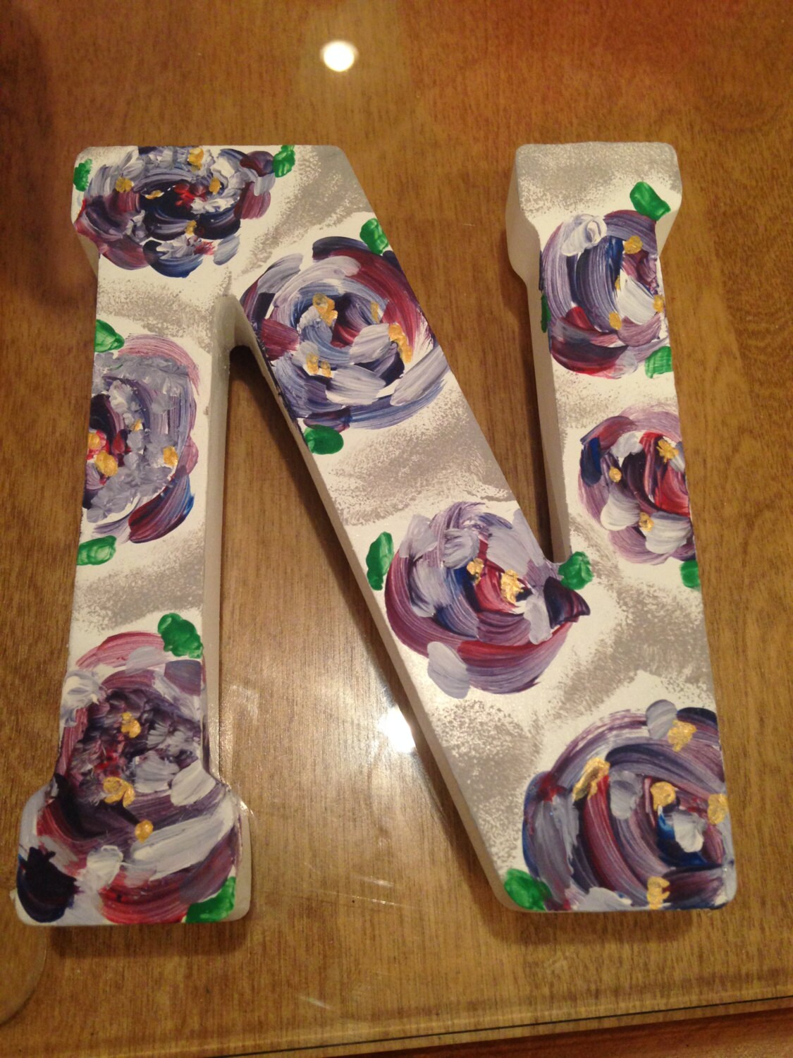 Floral Custom Made Hand painted 4.25 Wooden Letter | Etsy