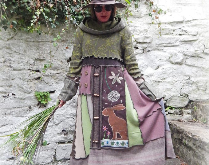 Hare Dress, Unique Dress, Recycled Dress, Hooded Dress, Jumper Dress ...