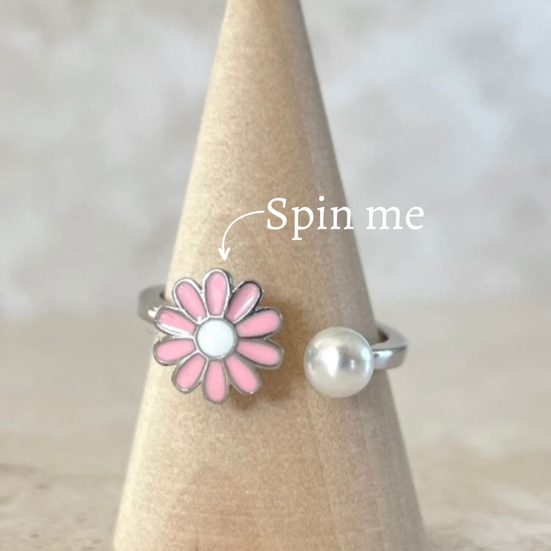 Anxiety Fidget Ring Silver Spinning Gift Birthday Jewellery Mindfulness ...