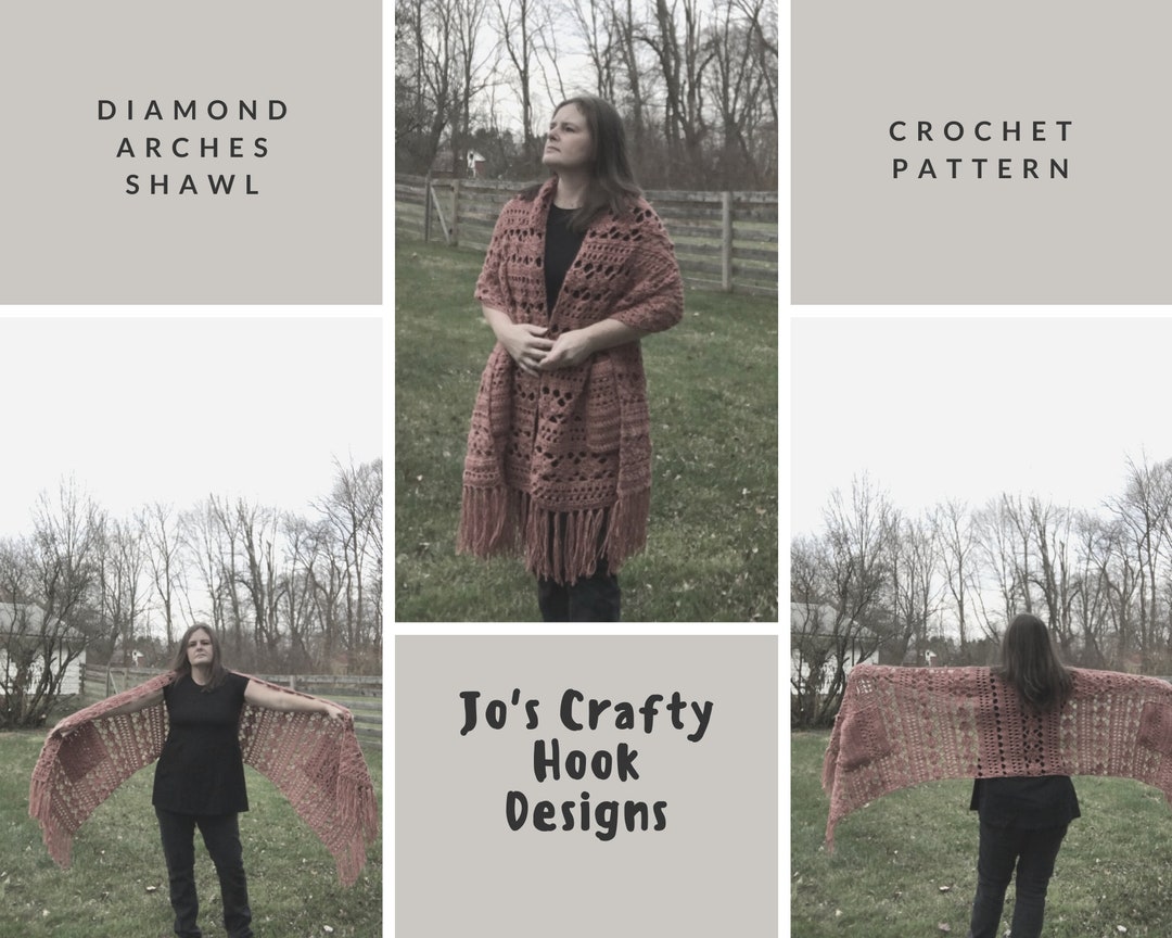 Diamond Arches Pocket Shawl Crochet Pattern, Diamond Arches Pocket ...
