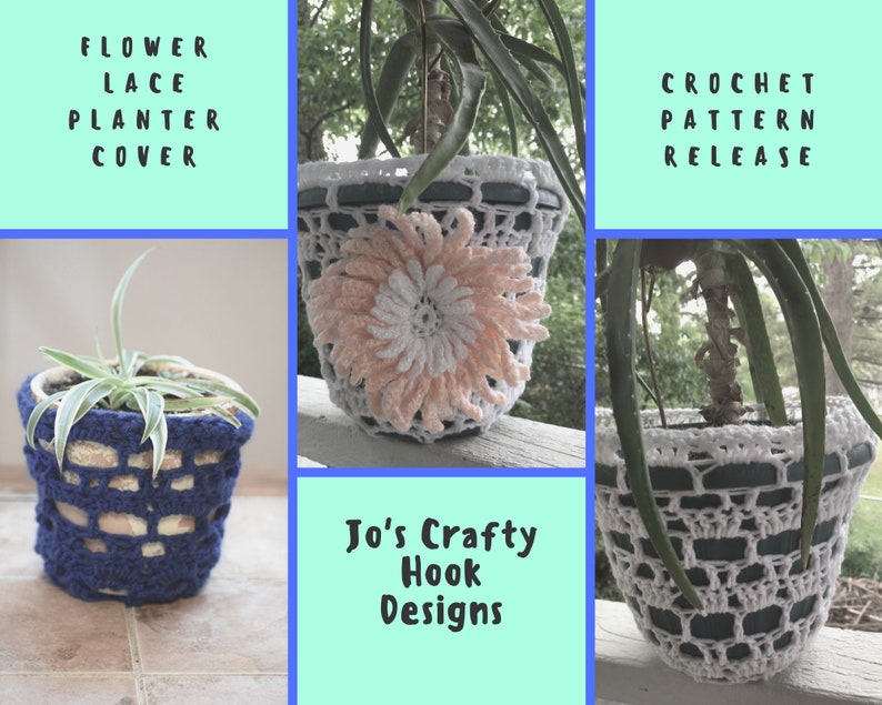 Flower Lace Planter Cover Crochet Pattern-planter Cover Crochet Pattern ...