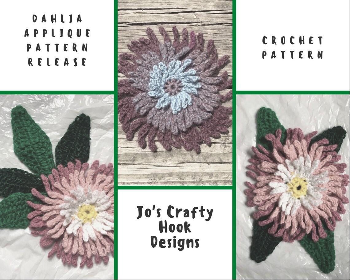 Dahlia Applique Crochet Pattern-crochet Pattern for a - Etsy