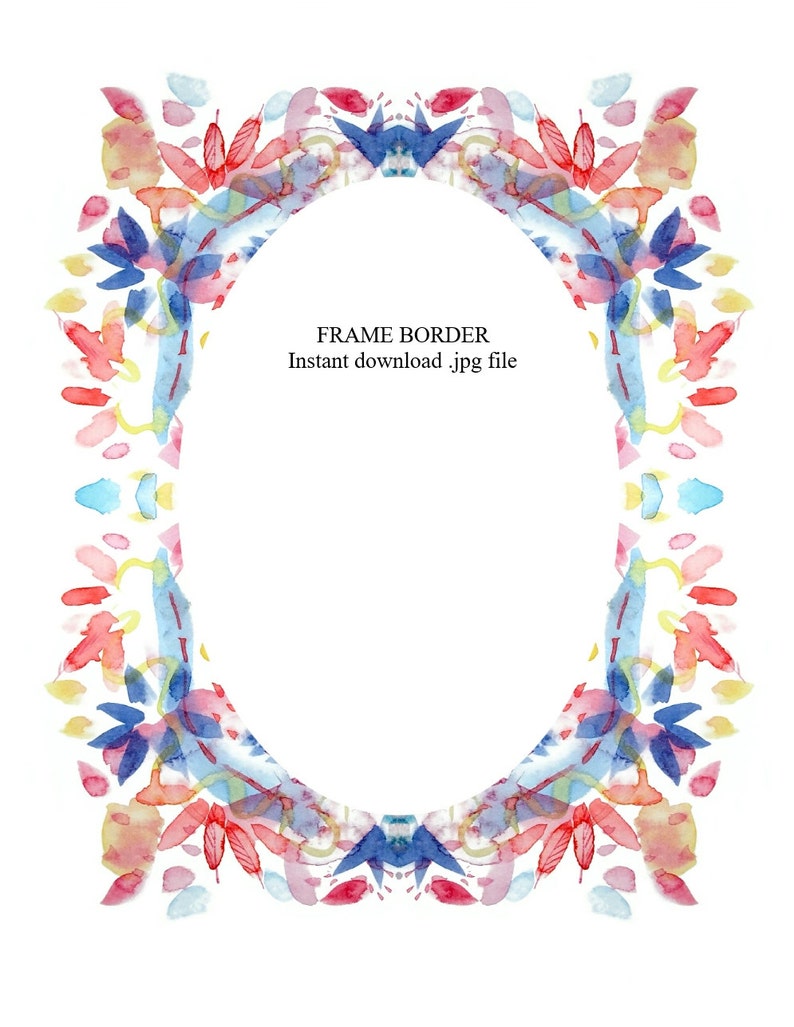 Digital Frames and Borders Painted Floral Border Watercolor - Etsy