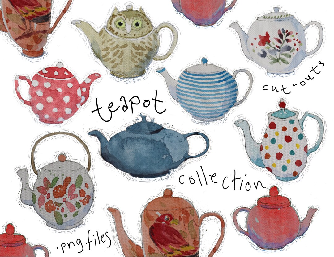Printable Watercolor Clipart Teapot Digital Clip Art Teapots Instant ...
