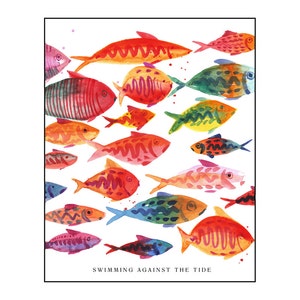 Fish Printable Art Poster Clipart Watercolor Illustration - Etsy