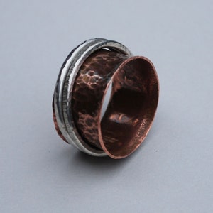 Copper Silver Spinner Ring, Mixed Metal Ring, Kinetic Ring - Etsy