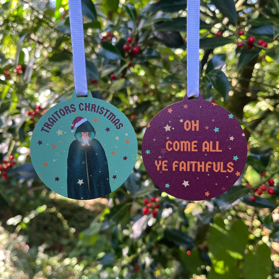 The Traitors Inspired Double Sided Christmas Decoration, Topical Bauble ...