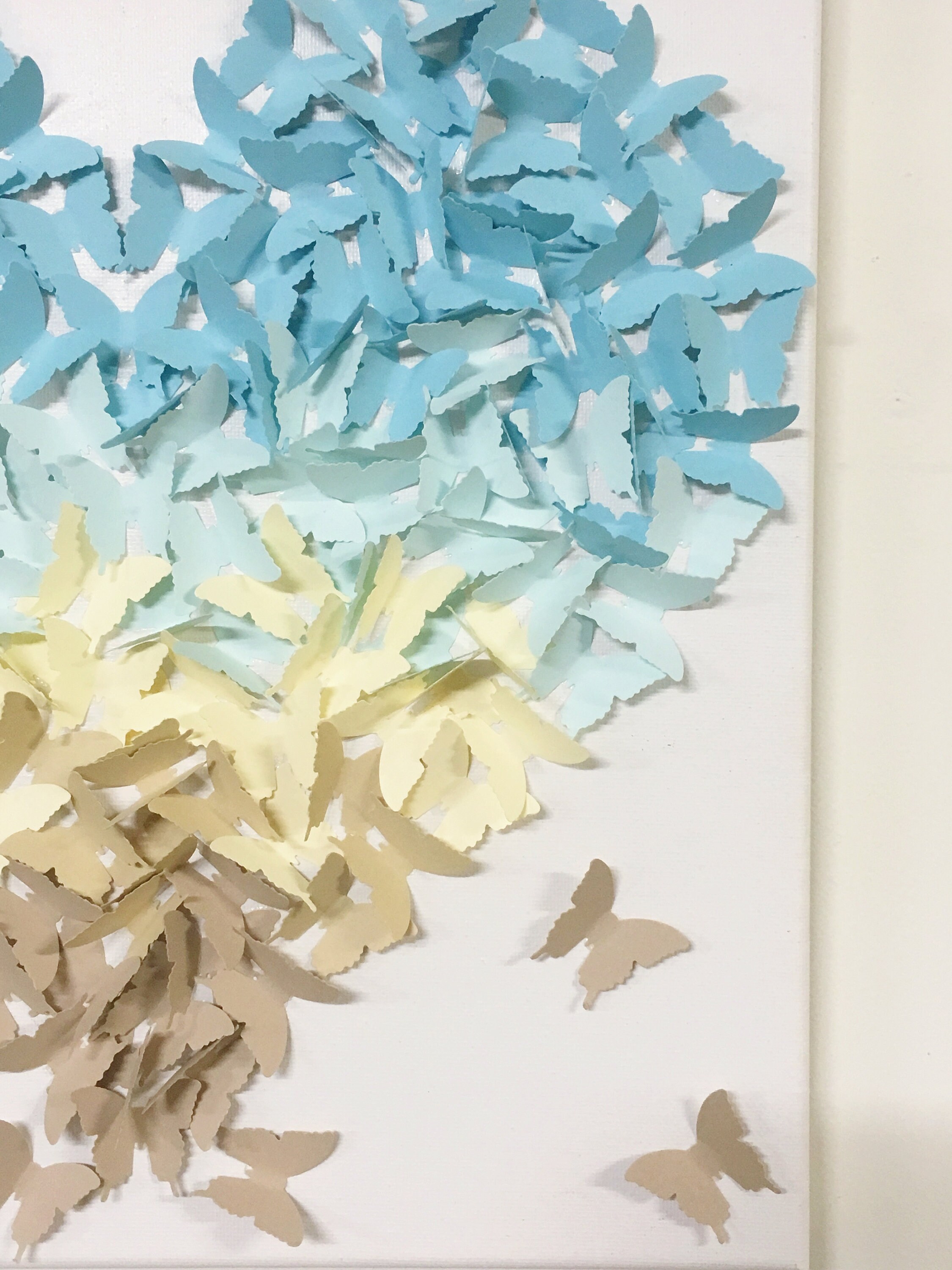 Seaside Color Ombre Butterfly Heart Canvas Art Wall Home | Etsy