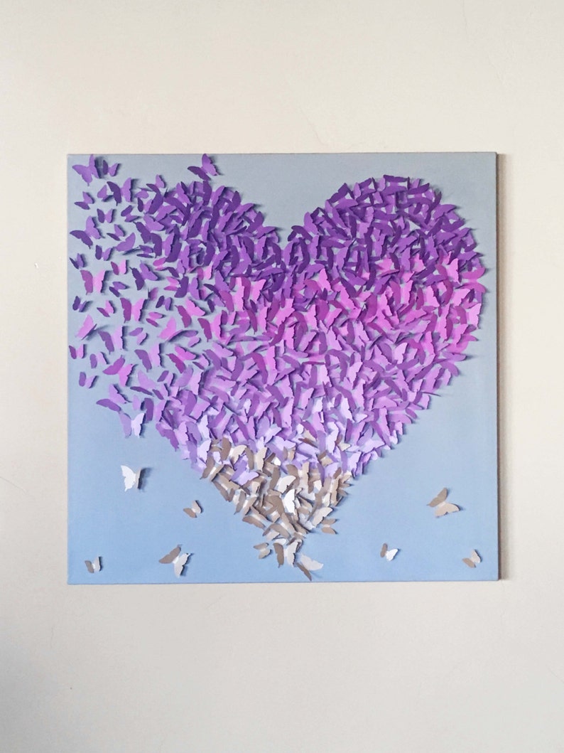 24x24 Lavender Gold Butterfly Heart Ombre Gray - Etsy 24x24 Lavender Gold Butterfly Heart Ombre Gray - Etsy