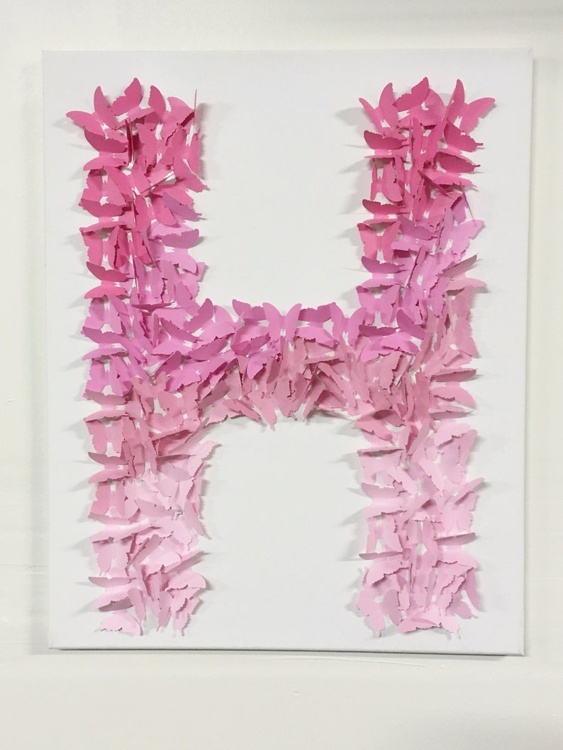 16"x20" Butterfly Letter Canvas Art With 2" Butterflies Monogram Baby ...