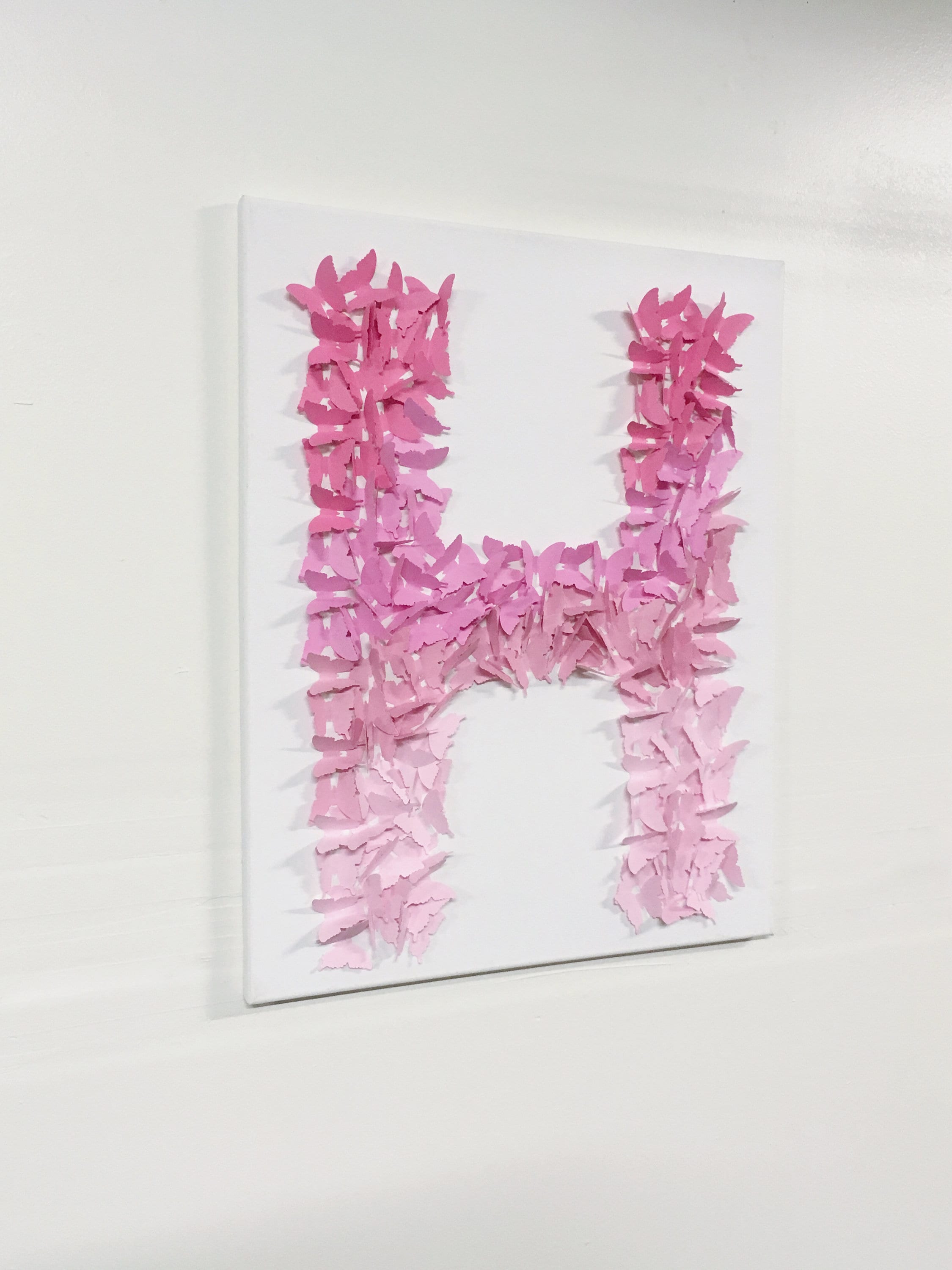 16"x20" Butterfly Letter Canvas Art With 2" Butterflies Monogram Baby ...