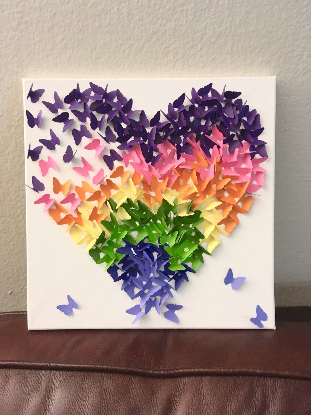 Sweet Dream Color Theme Butterfly Heart Handmade Unique Canvas Art Wall ...