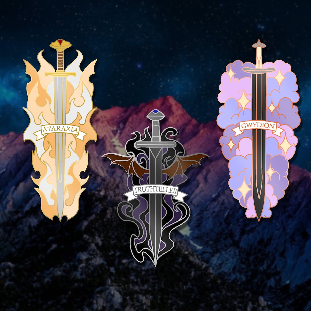 Bookish Blades Hard Enamel Pins ACOTAR, Crescent City, Ataraxia ...