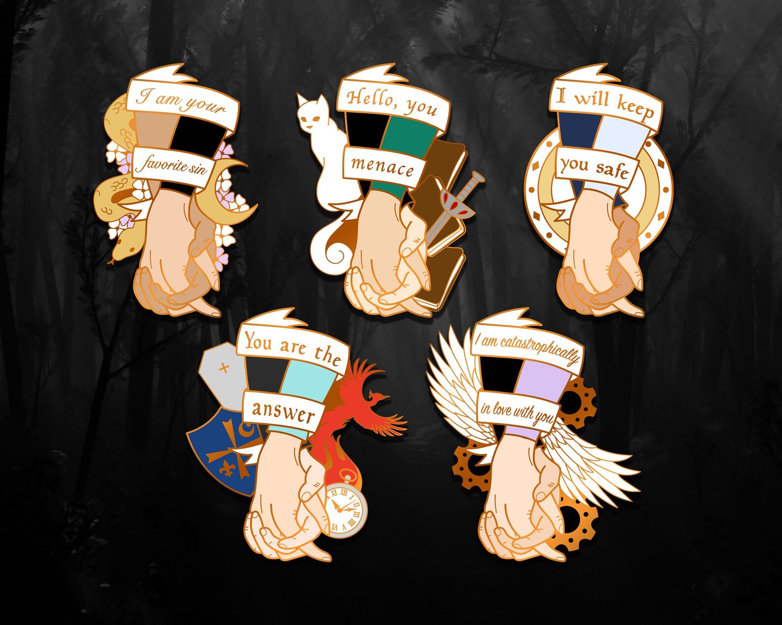 Wicked Wonders Enamel Pin Set Kingdom Of The Wicked Etsy