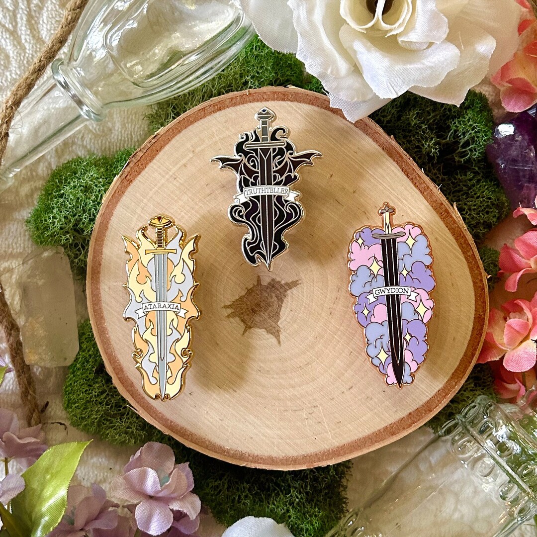 Bookish Blades Hard Enamel Pins | ACOTAR, Crescent City, Ataraxia ...