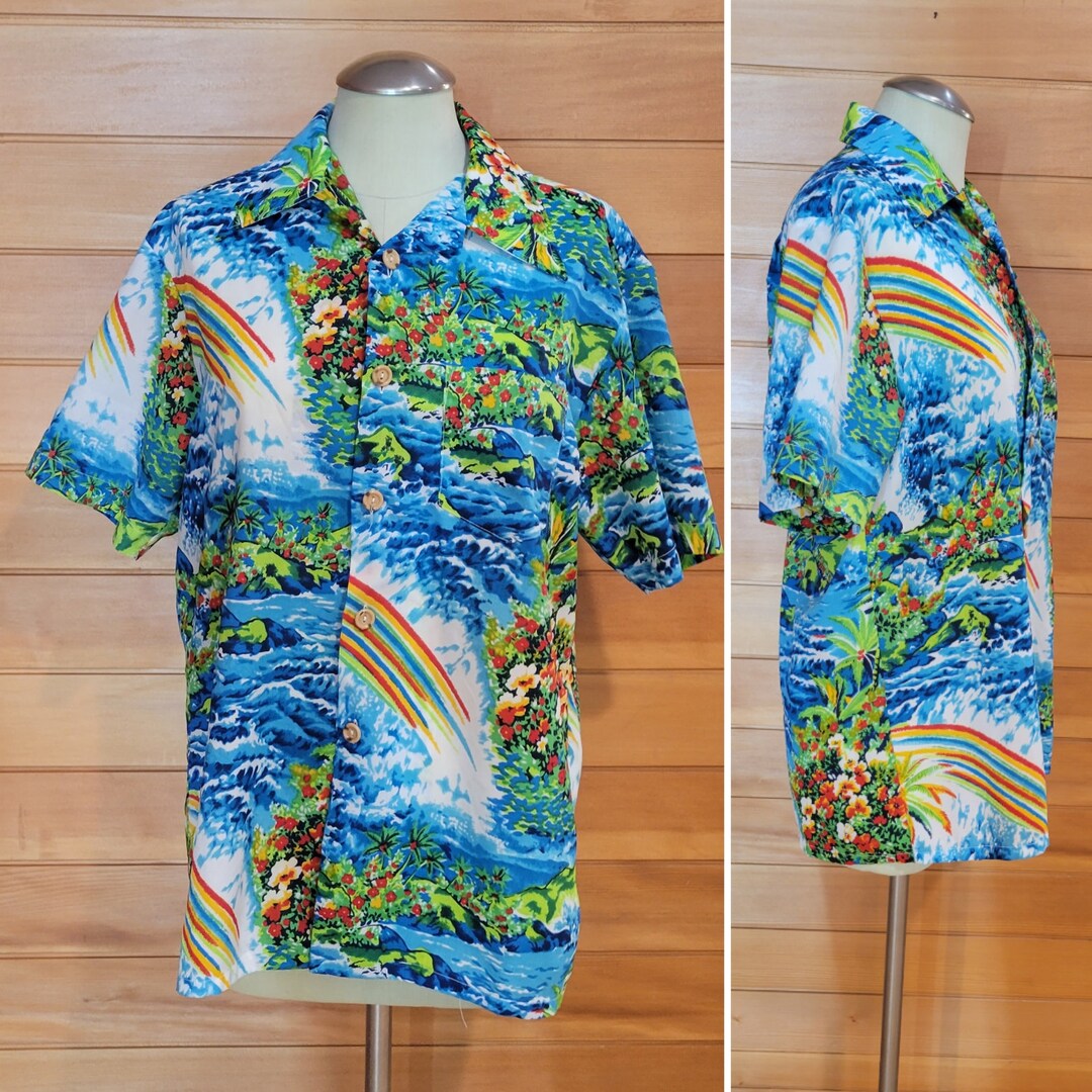Vintage 1970s Mens Royal Islander Hawaiian Shirt Floral Rainbows - Etsy