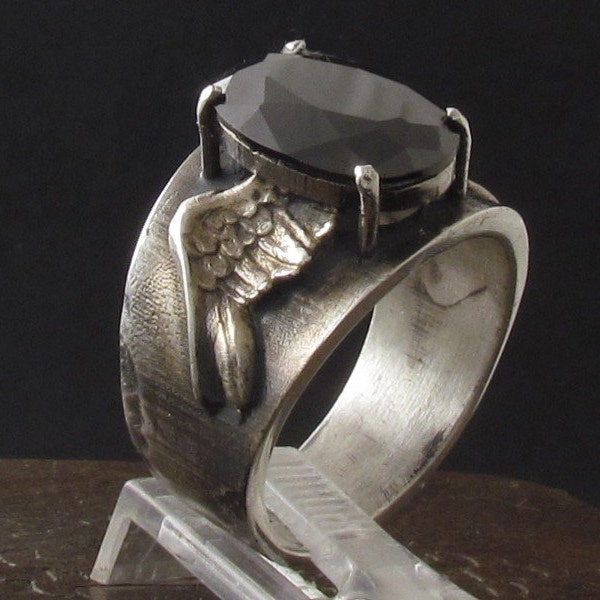Black Angel Wing Ring - Etsy