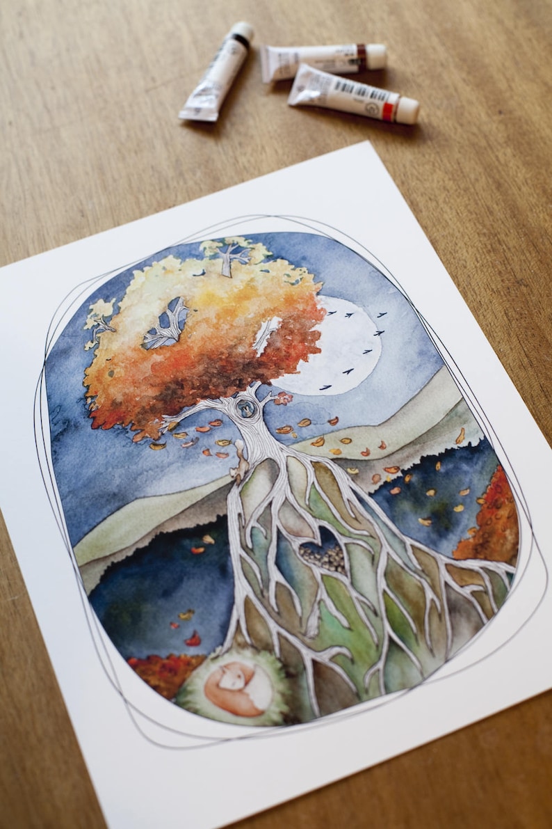 FALL Loving Roots Watercolor Print - Etsy