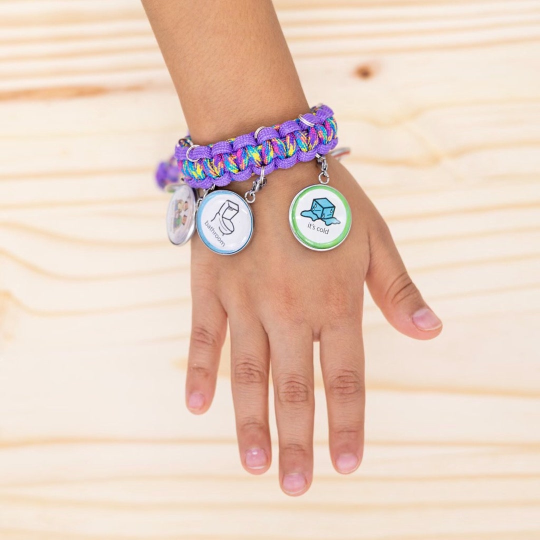 Adjustable Communication Bracelet With 6 Double Sided Charms Non Verbal ...