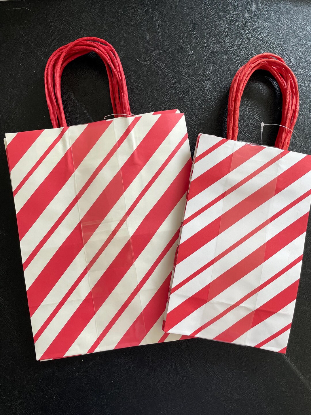 Set of 5 or 6 Treat Bags, Red Stripes Gift Bags, Christmas Party Bags ...