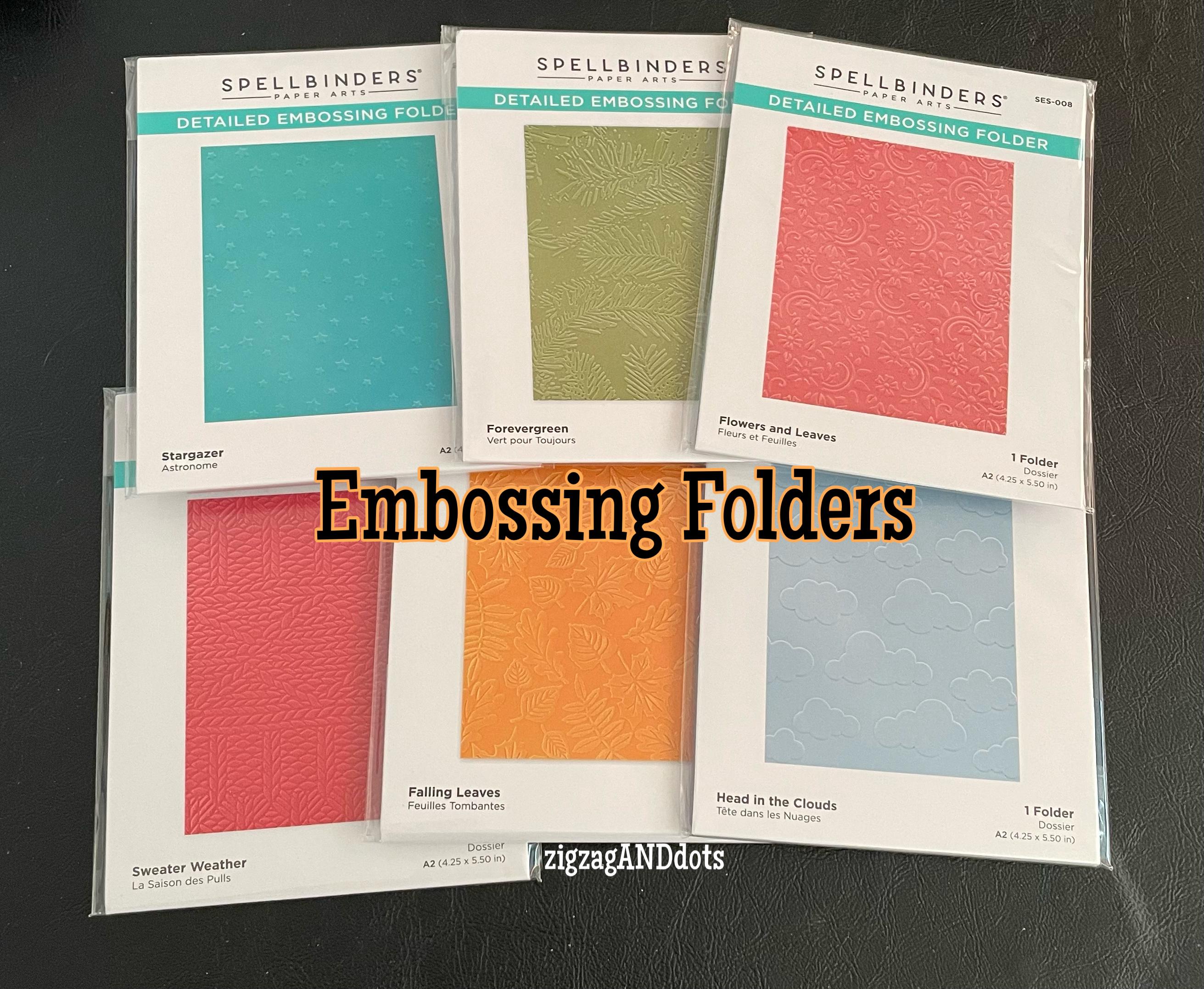Spellbinders Embossing Folder: Sweater Weather, Leaves, Clouds (A2 Size ...