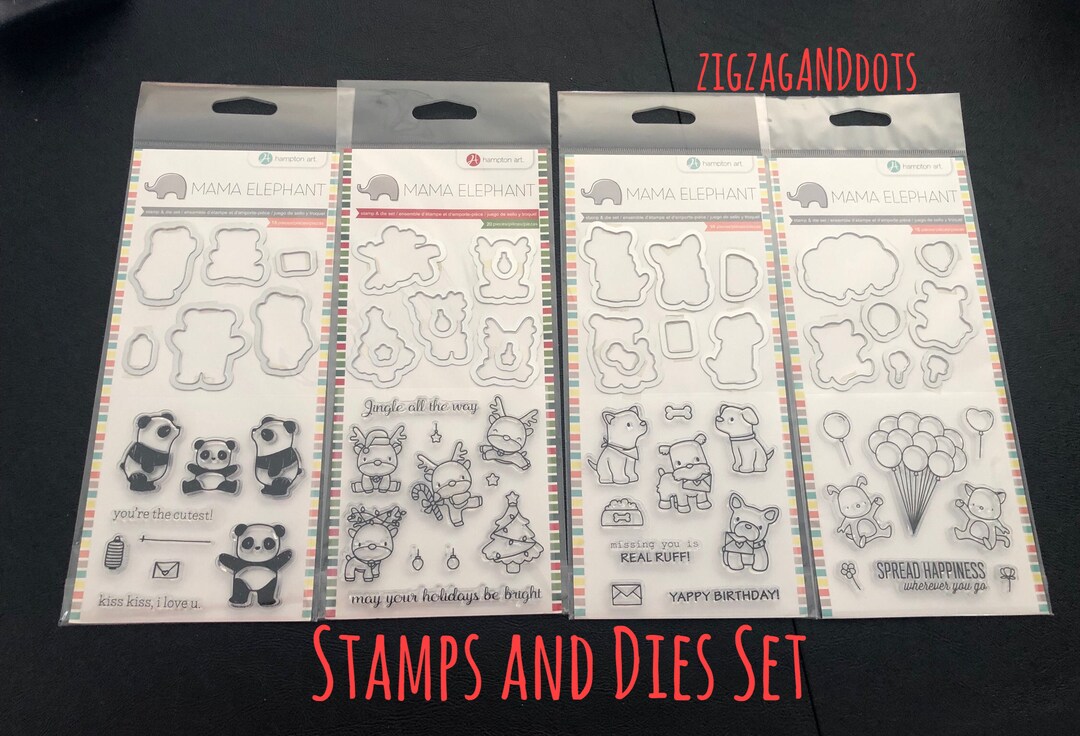 Clear Stamps and Dies Set, Various Designs,panda Bears, Reindeers, Dogs ...
