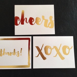 Set of 8 Gold Foil Card Set With 8 White Envelopes, Various Designs ...