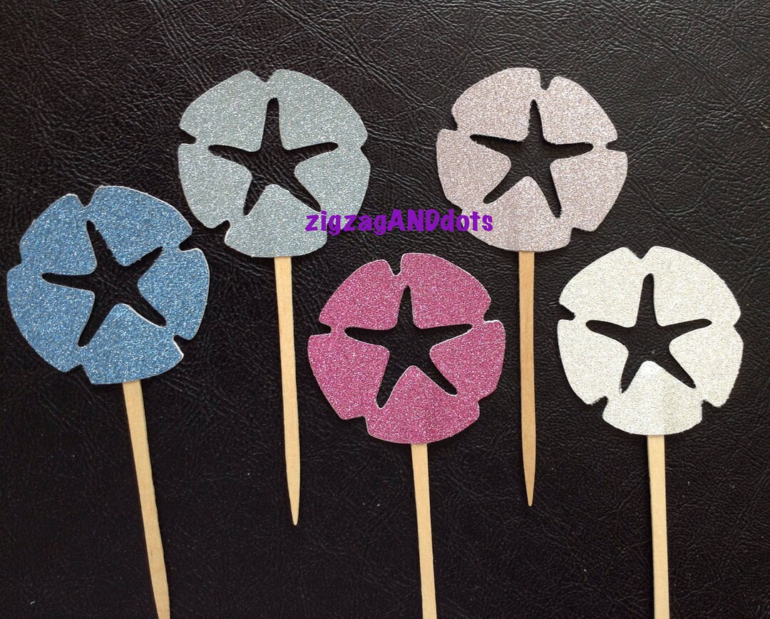 12 Glitter Cupcake Toppers, Double Sided, Decorative Toppers, Various ...