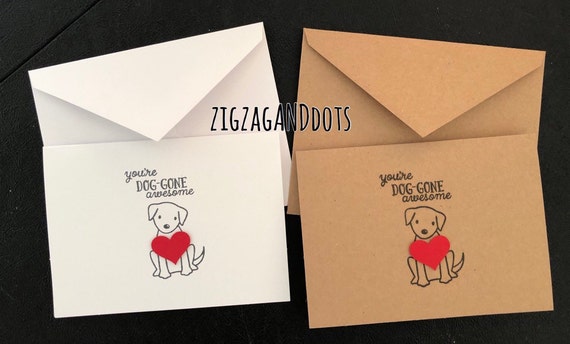 Set of 4 Handmade Cards Dogs Animals Cards with Matching | Etsy