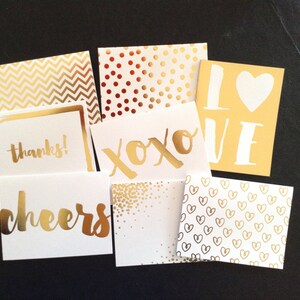 Set of 8 Gold Foil Card Set With 8 White Envelopes, Various Designs ...