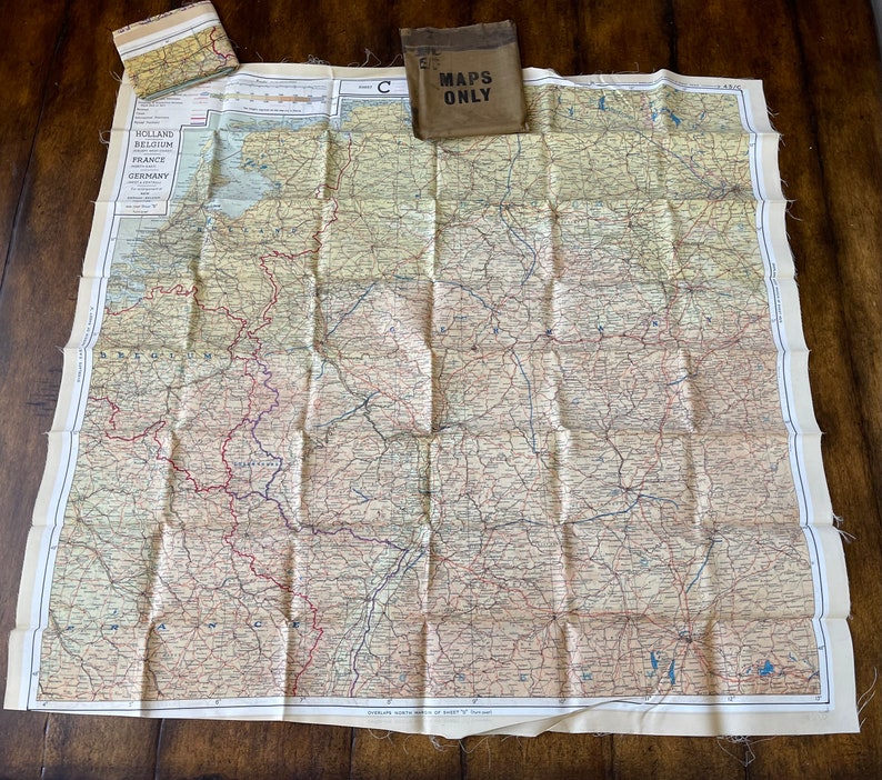 WW2 WWII 1943 Escape Evasion Fabric Map Kit C/D & E/F Europe - Etsy