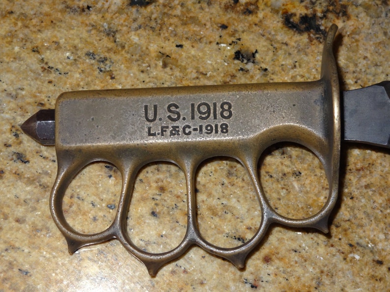 Reduced Rare WW1 WW2 1918 Trench Brass Knuckle Knife | Etsy Reduced Rare WW1 WW2 1918 Trench Brass Knuckle Knife | Etsy