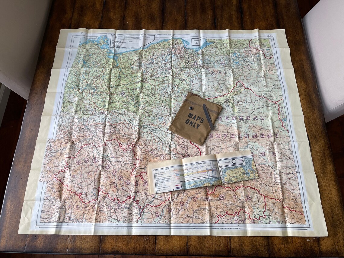 WW2 WWII 1943 Escape Evasion Fabric Map Kit C/D & E/F Europe | Etsy