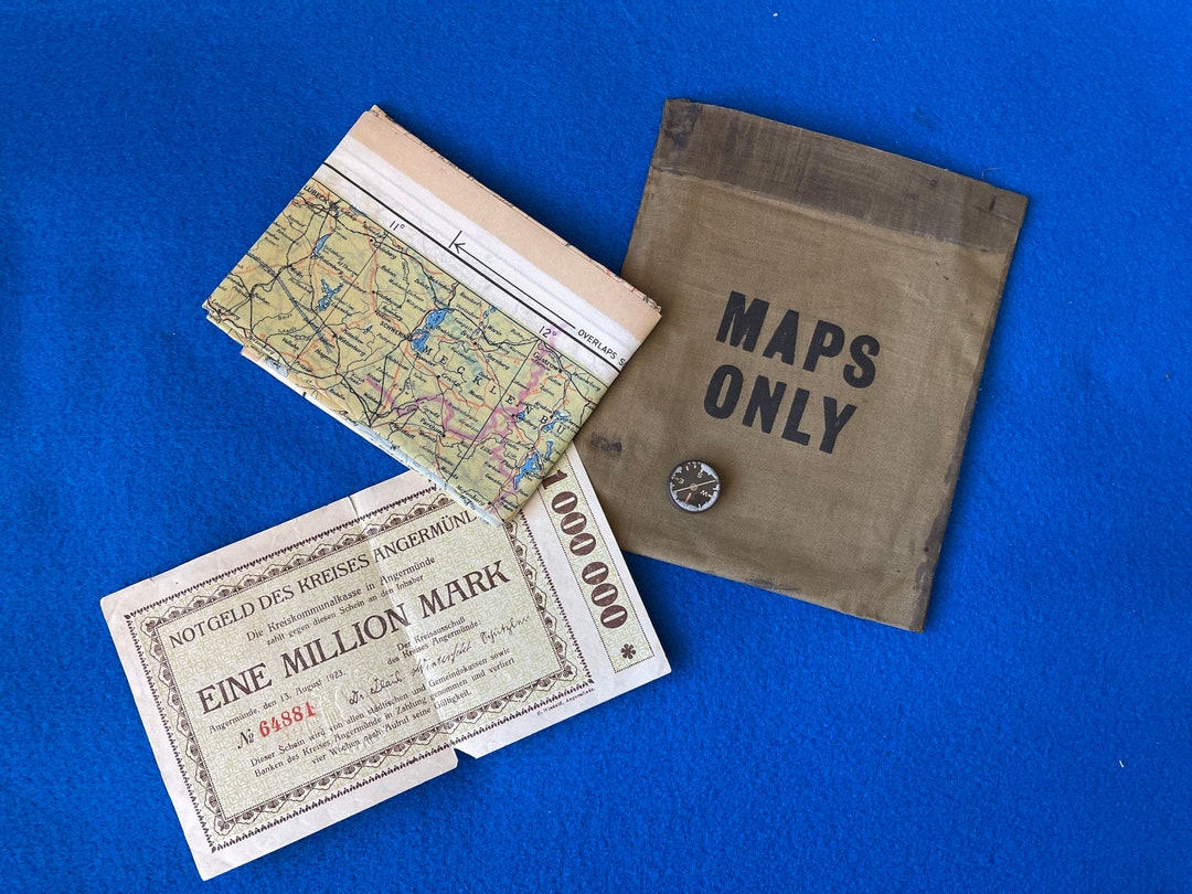 On Sale WW2 WWII 1943 Escape Evasion Silk Map Kit C/D Europe With Pack ...