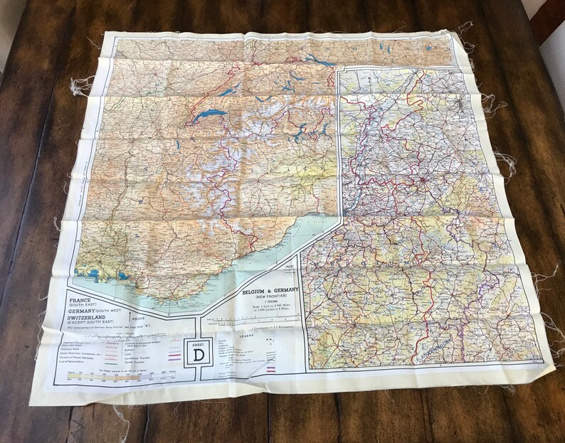 WW2 WWII 1943 Escape Evasion Silk Map C/D. Europe For Pilots | Etsy