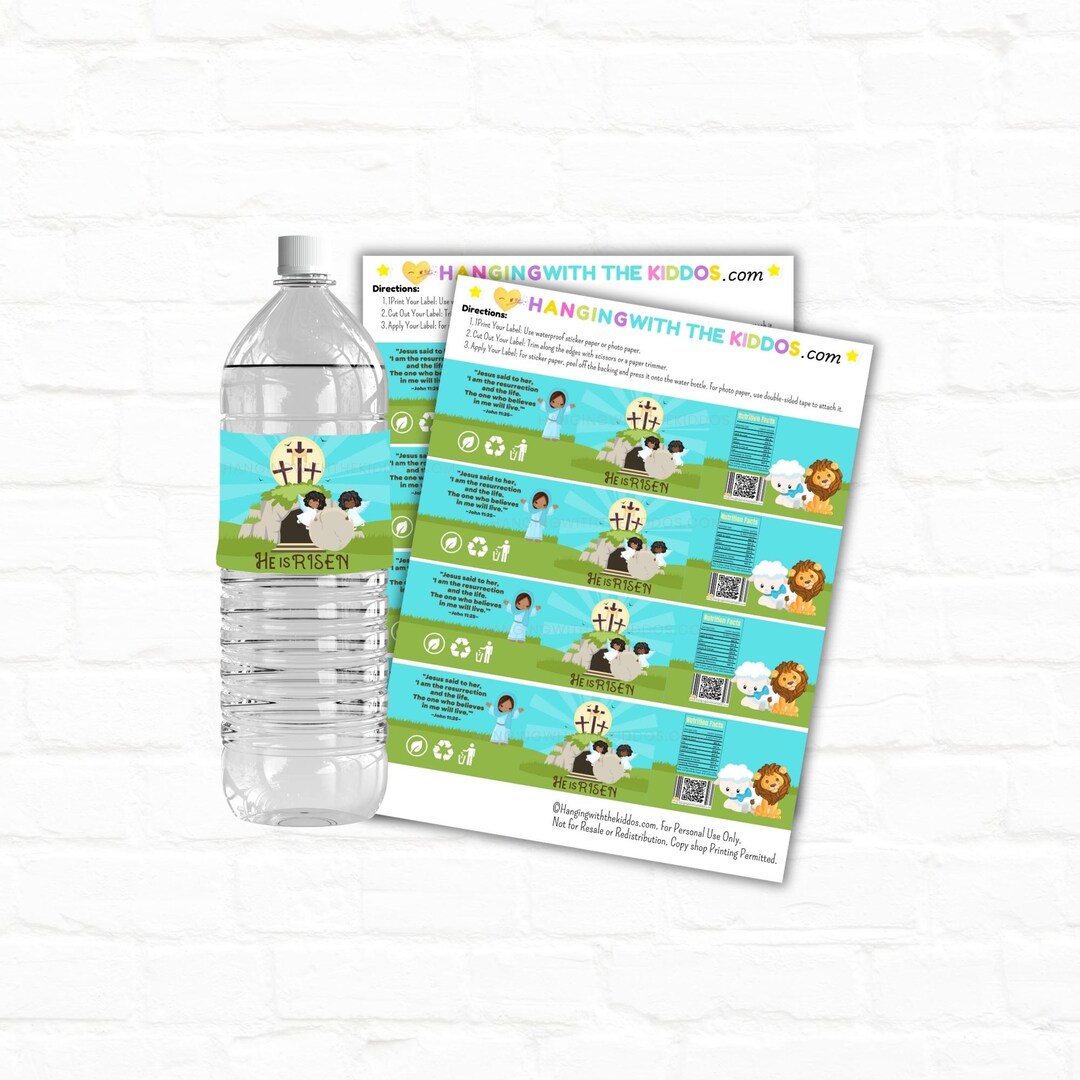 He is Risen Water Bottle Labels | Digital Download Easter Party Favor ...