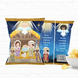 Nativity Chip Bag Template - Editable Christmas Party Favor | Instant ...