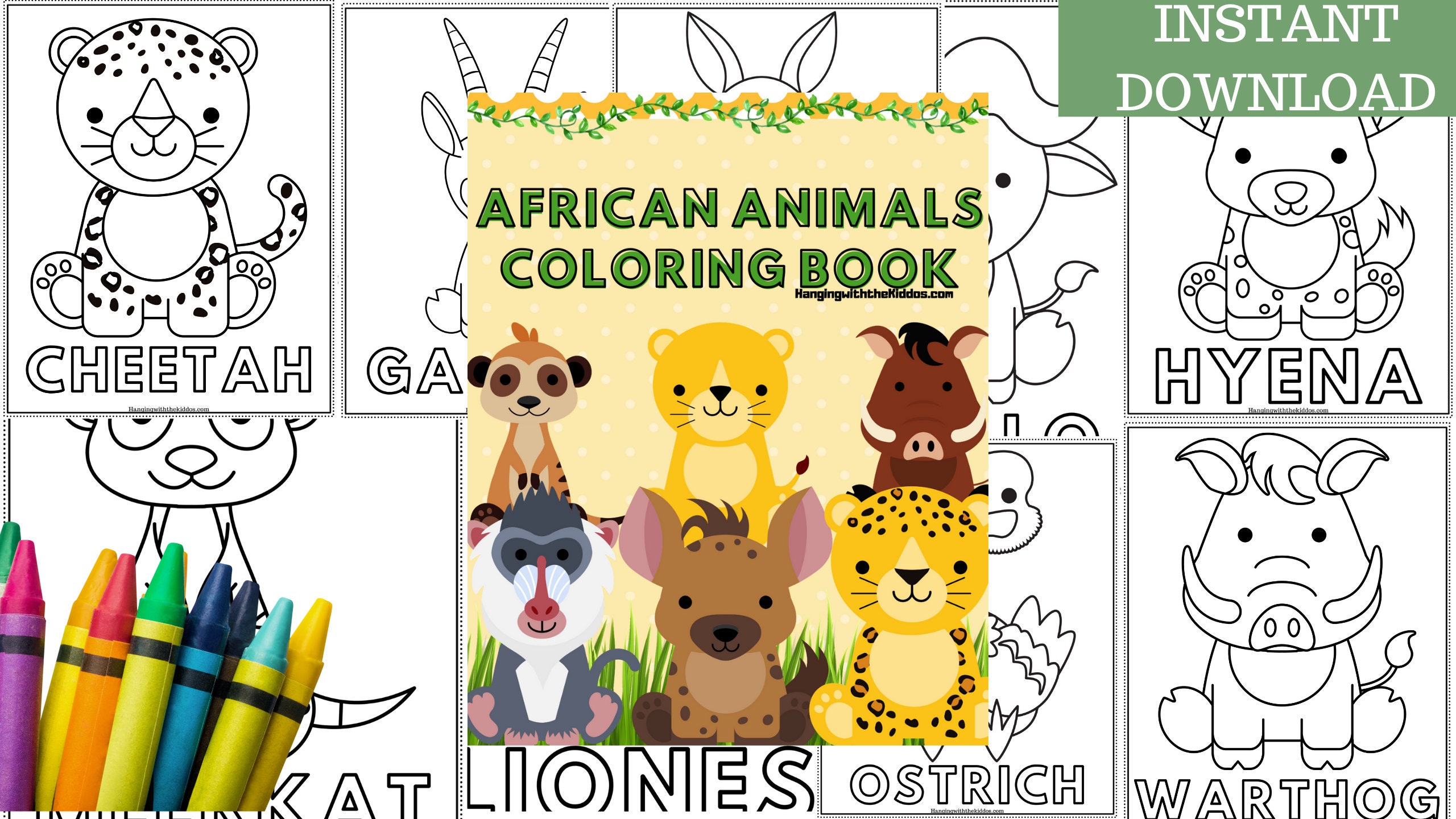 African Animals Coloring Book Printable colouring book for | Etsy