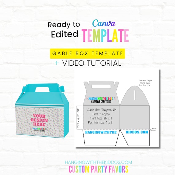 Gable Box Template | Snack Box| Surprise Box| Canva Template by Hanging with the Kiddos | Catch ...