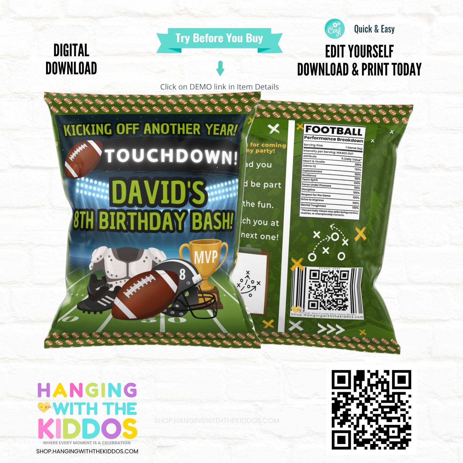Football Sports Drink Bottle Labels, Mini 12oz Editable Label ...