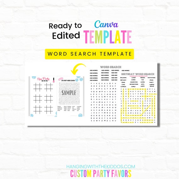 Word Search Template Puzzle Editable Instant Download | Activities for ...