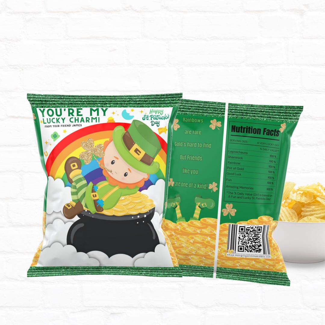 Editable St. Patrick’s Day Chip Bag Template | DIY Leprechaun Snack ...