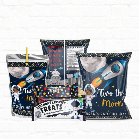 Two the Moon Space Birthday Party Package|Chip Bags| Drink Pouches ...