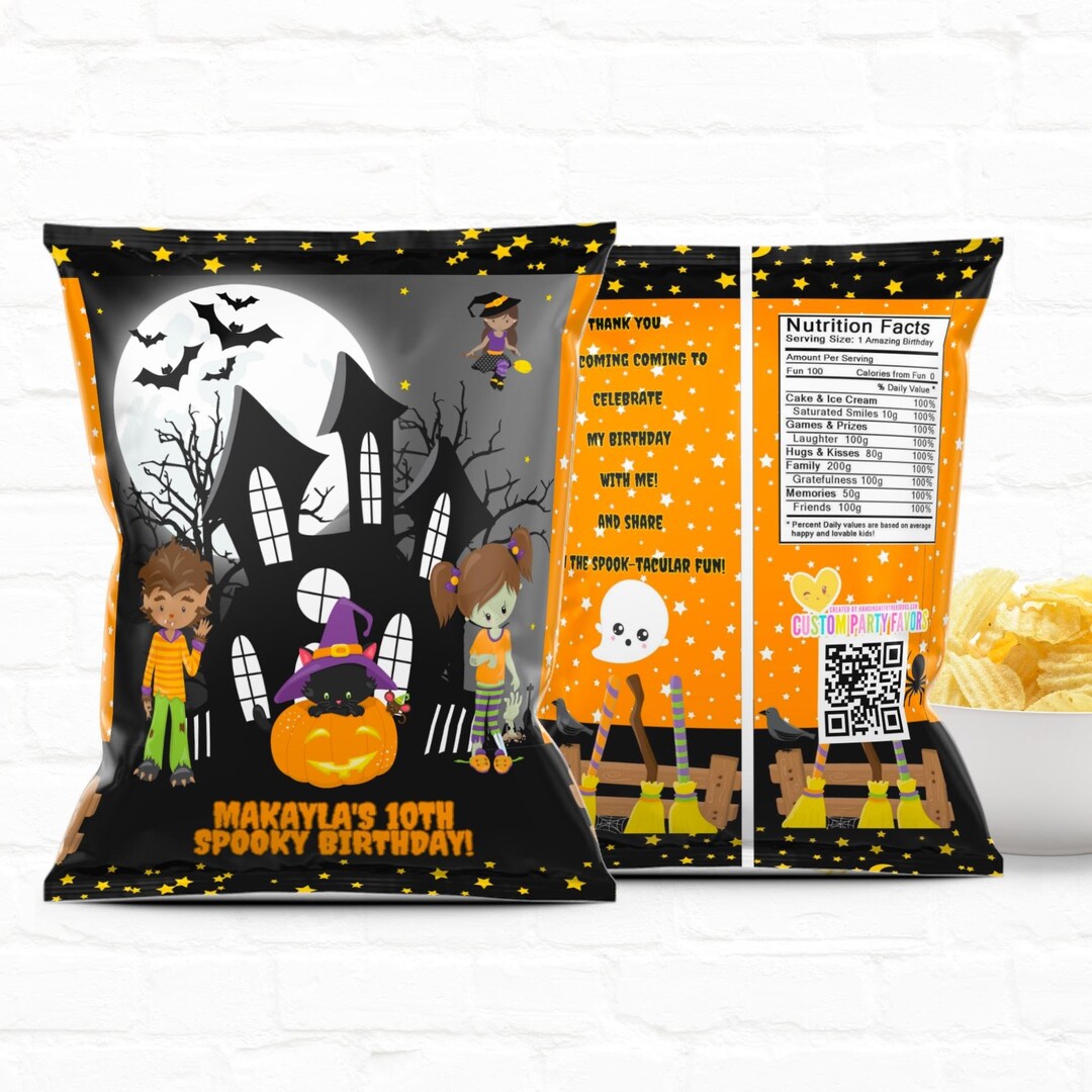 Spooky Birthday Custom Chip Bags|perfect for Spooky Birthday Party ...
