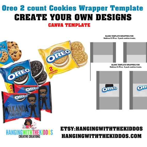 Oreos 2 count Cookies Wrapper Template Blank Template | Etsy