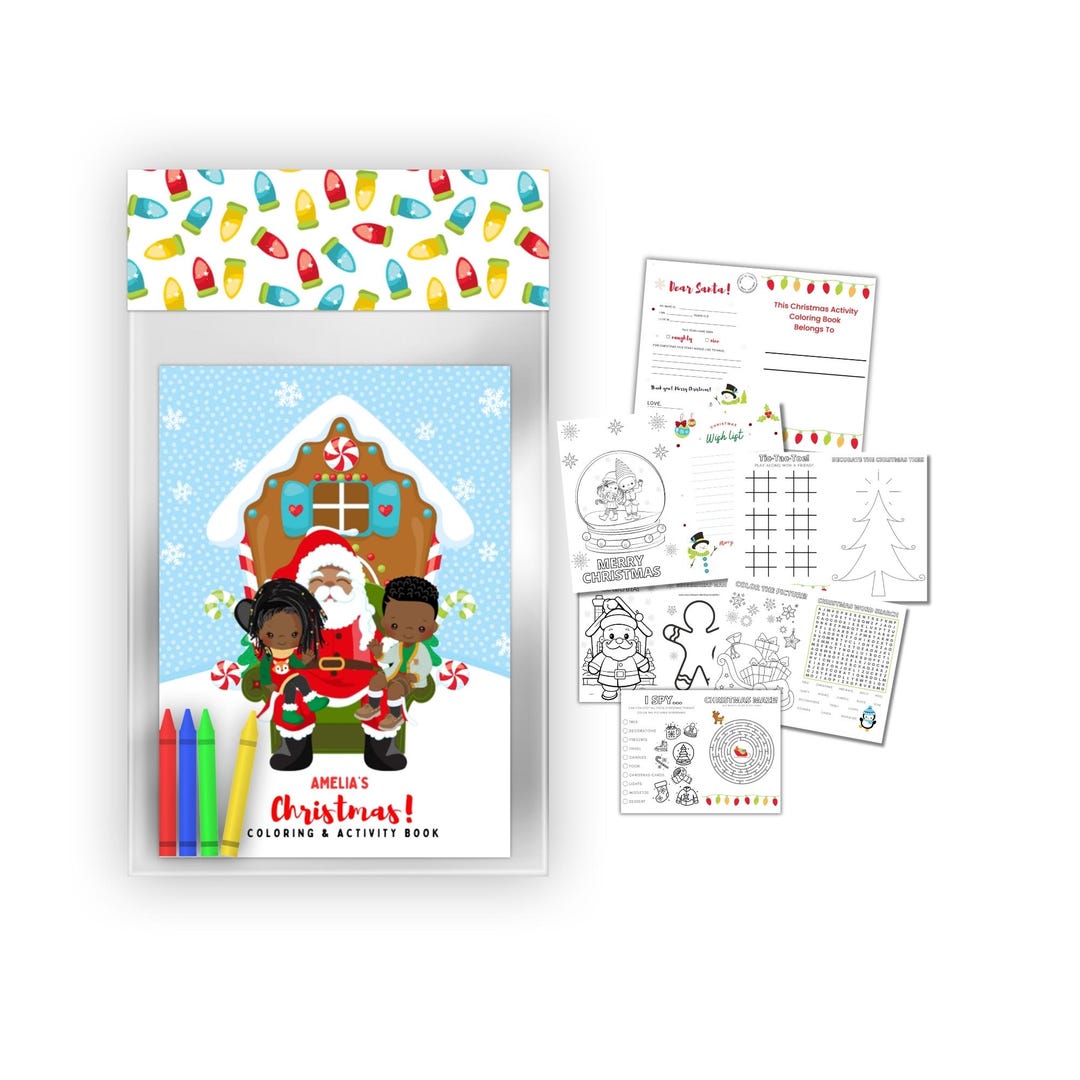 Personalized Christmas Coloring Book & Activity Set for Kids | Multiple ...