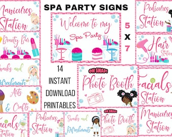 Girls Spa Party Signs, Spa Party Props Decorations, Spa Theme Birthday ...